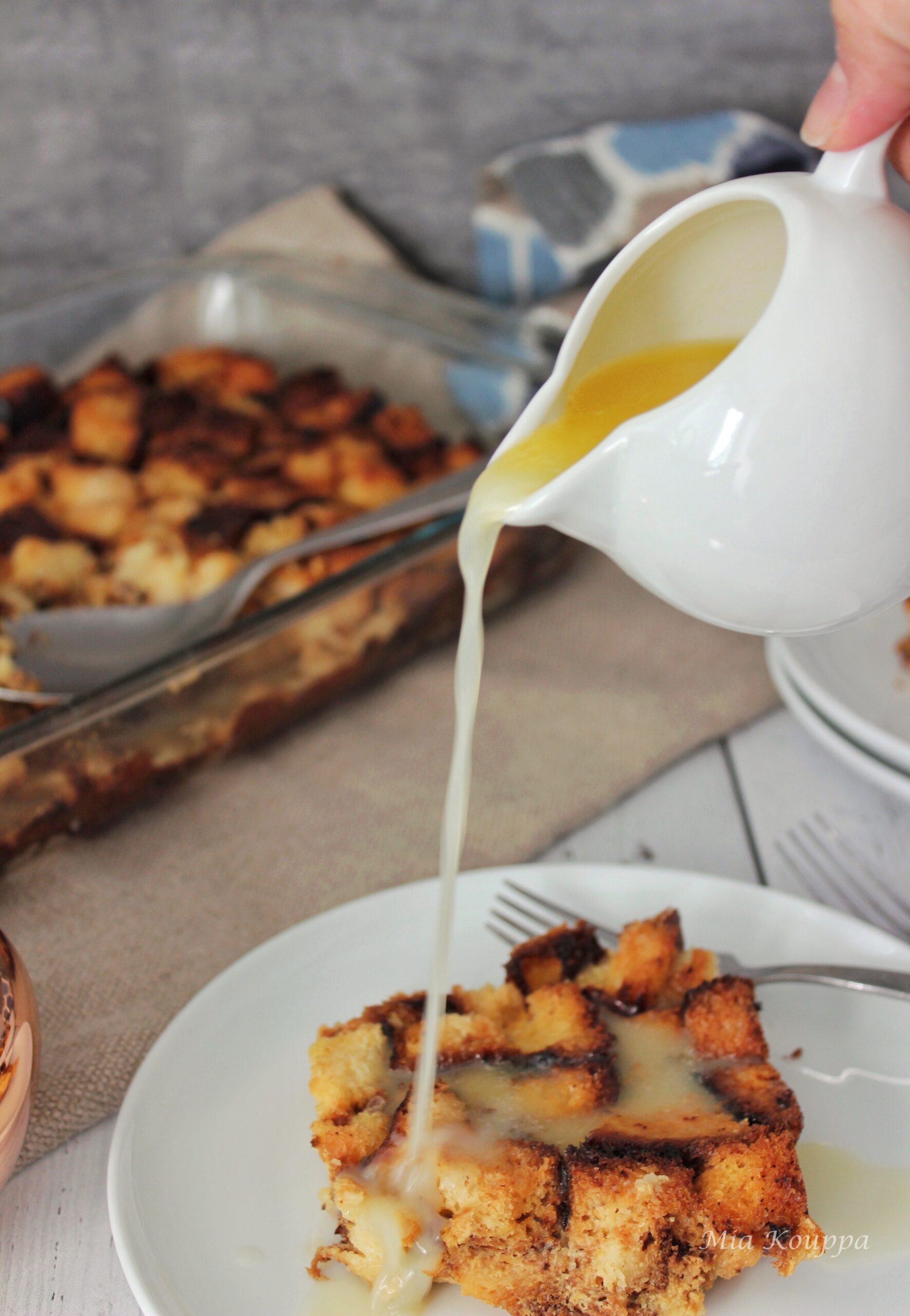 Tsoureki bread pudding - Mia Kouppa, Traditional Greek recipes etc