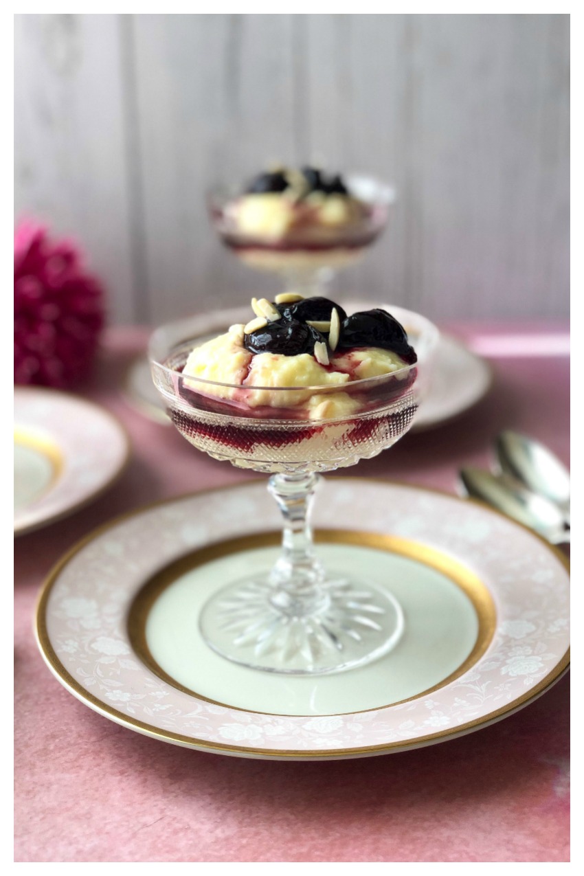 Custard with cherry spoon sweet (Κρέμα με κομπόστα κεράσι) Mia Kouppa