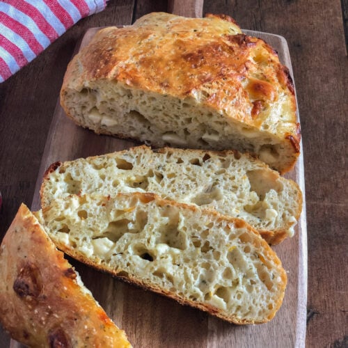 No-knead bread with halloumi, mint and orange - Mia Kouppa, Greek food