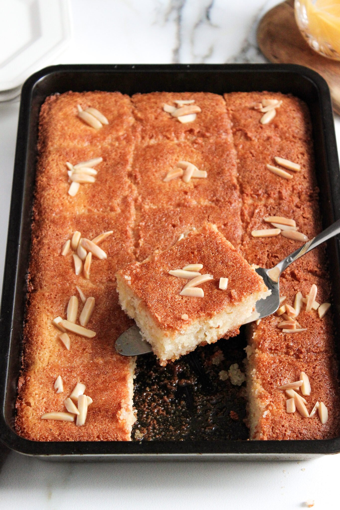 Samali (Σάμαλι) Greek semolina cake with syrup- Mia Kouppa, Greek recipes