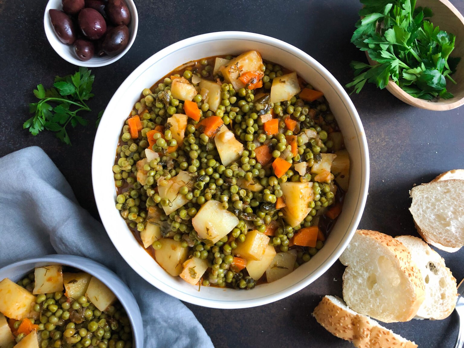 Greek stewed green peas (arakas lathera) - Mia Kouppa, Greek...