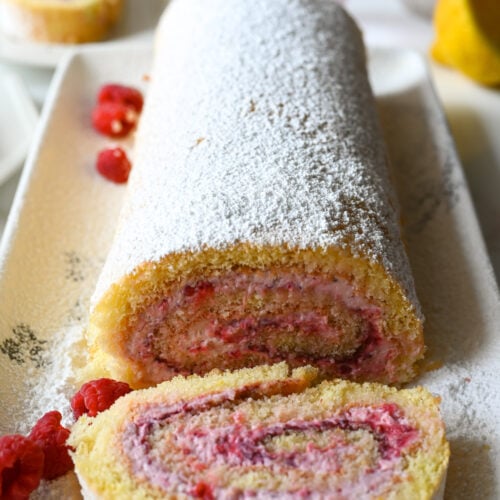 Raspberry lemon jelly roll cake - Mia Kouppa, Greek recipes and more