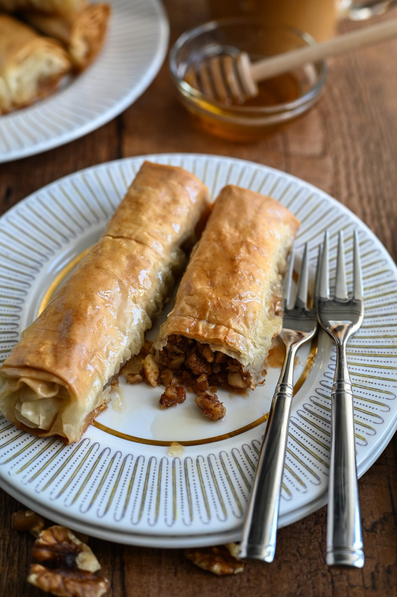 Greek Ekmek Kataifi - Custard and whipped topping dessert with syrup ...