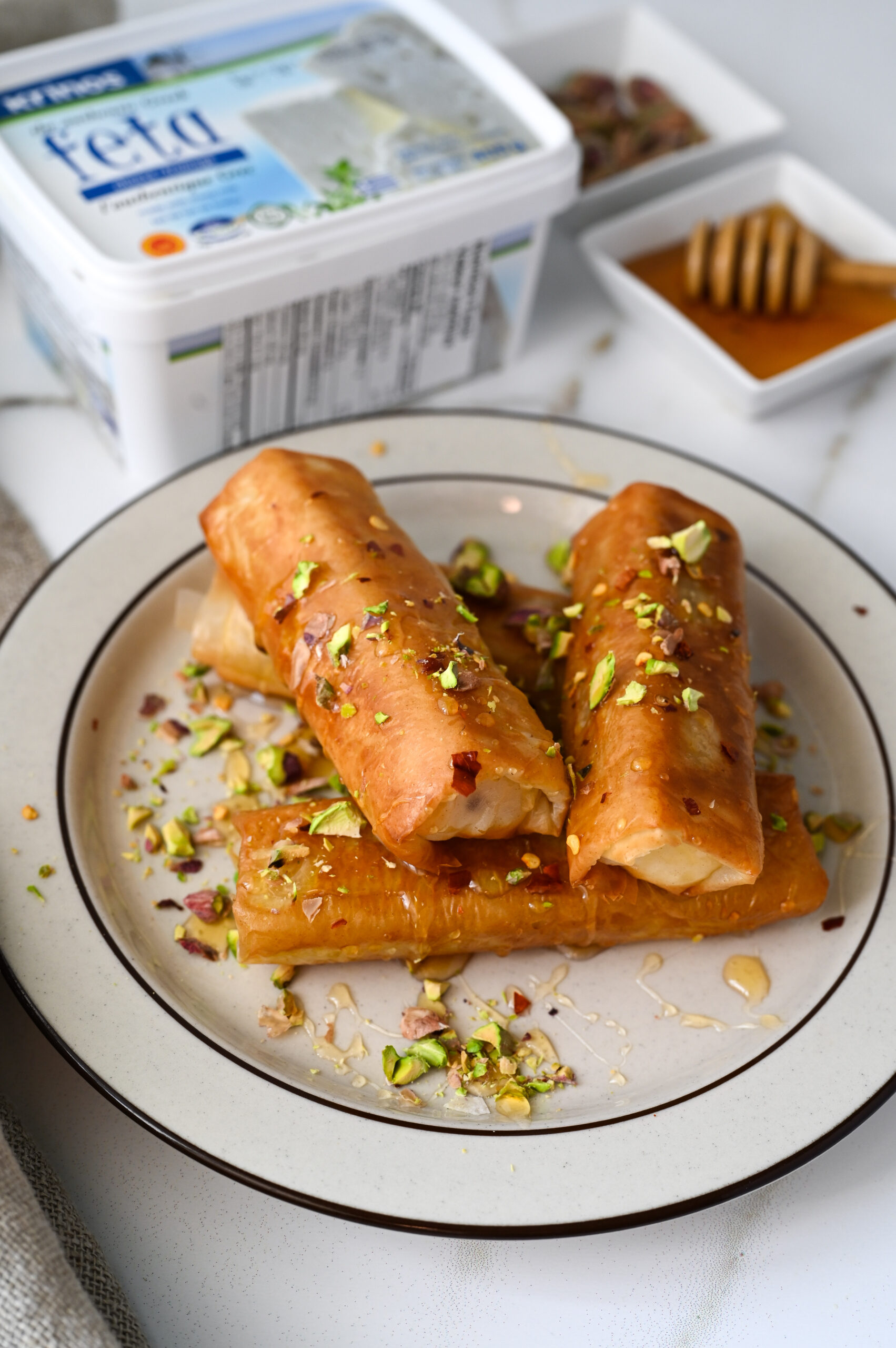 Fried phyllo (filo) wrapped feta - Mia Kouppa, Greek recipes