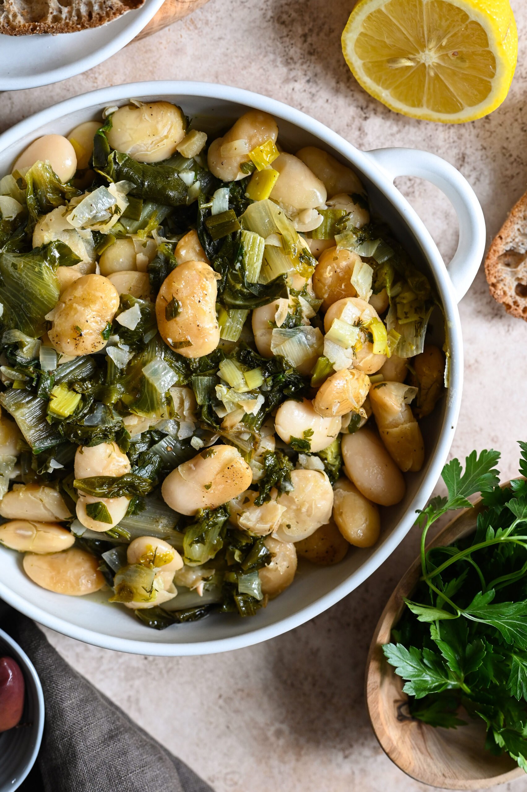 Giant beans (Greek gigantes) with greens - Mia Kouppa, Traditional ...
