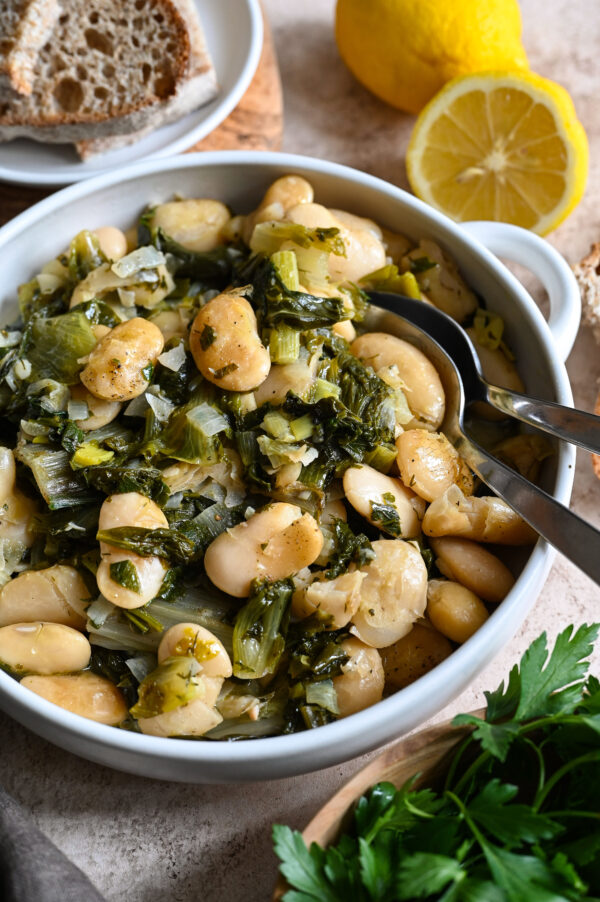Giant beans (Greek gigantes) with greens - Mia Kouppa, Traditional ...