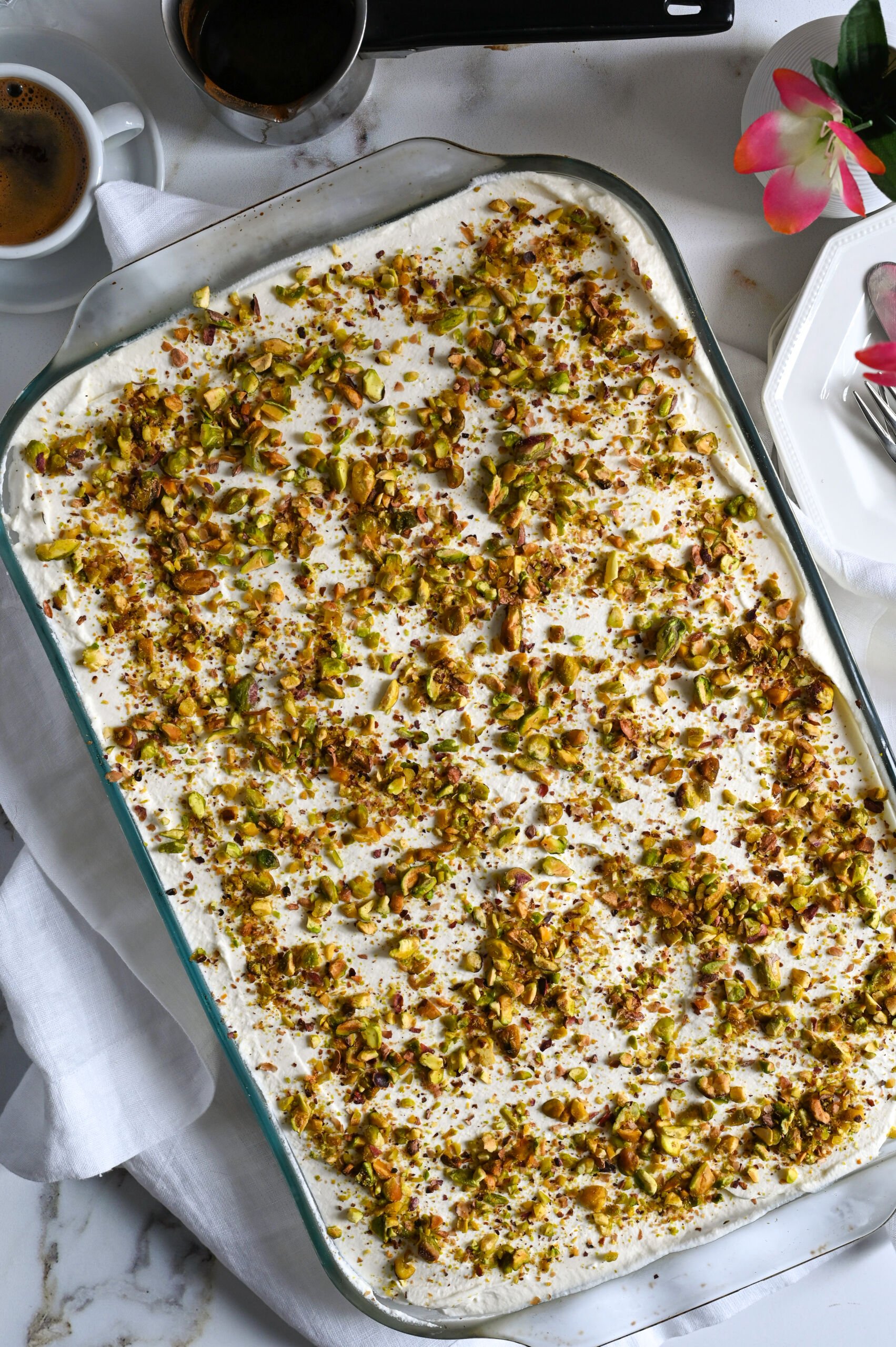 Greek Ekmek Kataifi - Custard and whipped topping dessert with syrup ...