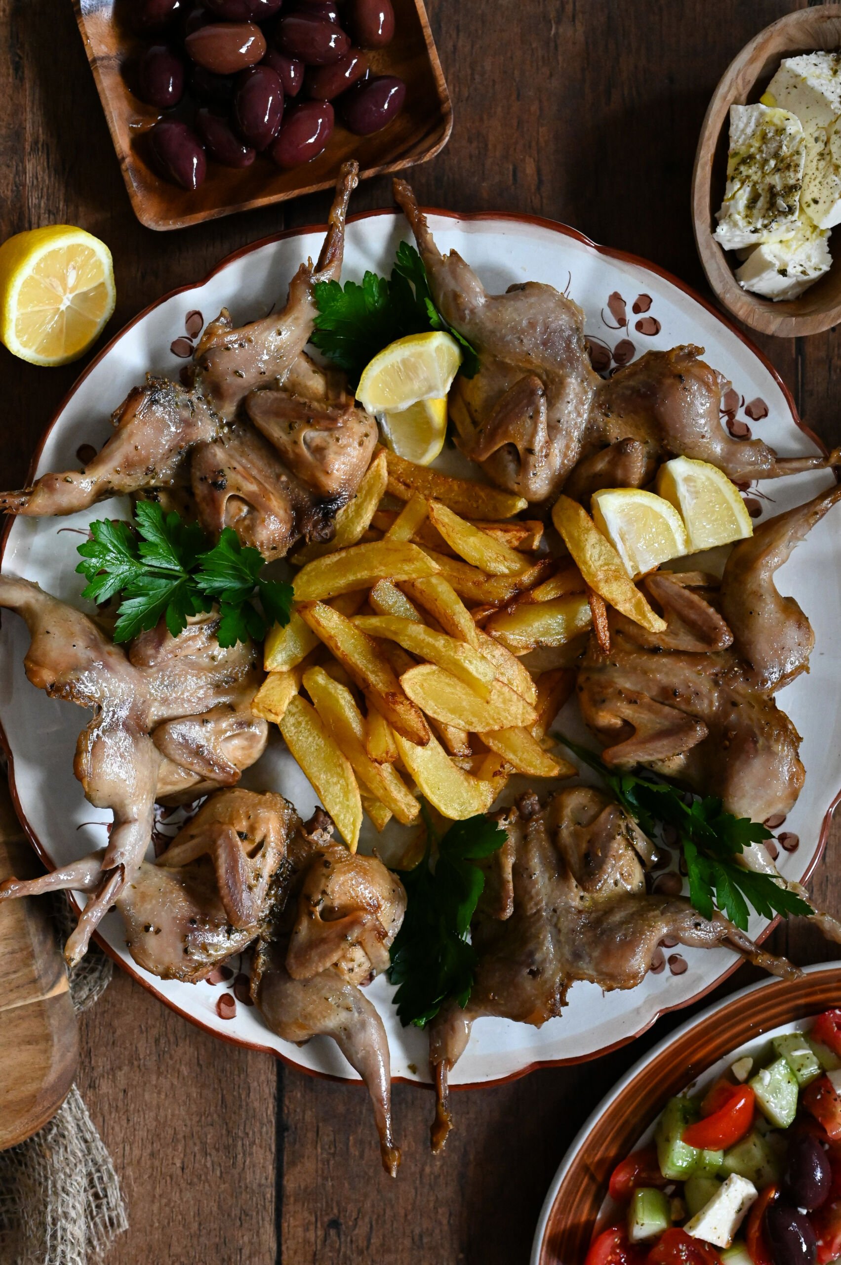 Fried Quails with French Fries - Mia Kouppa, Greek recipes