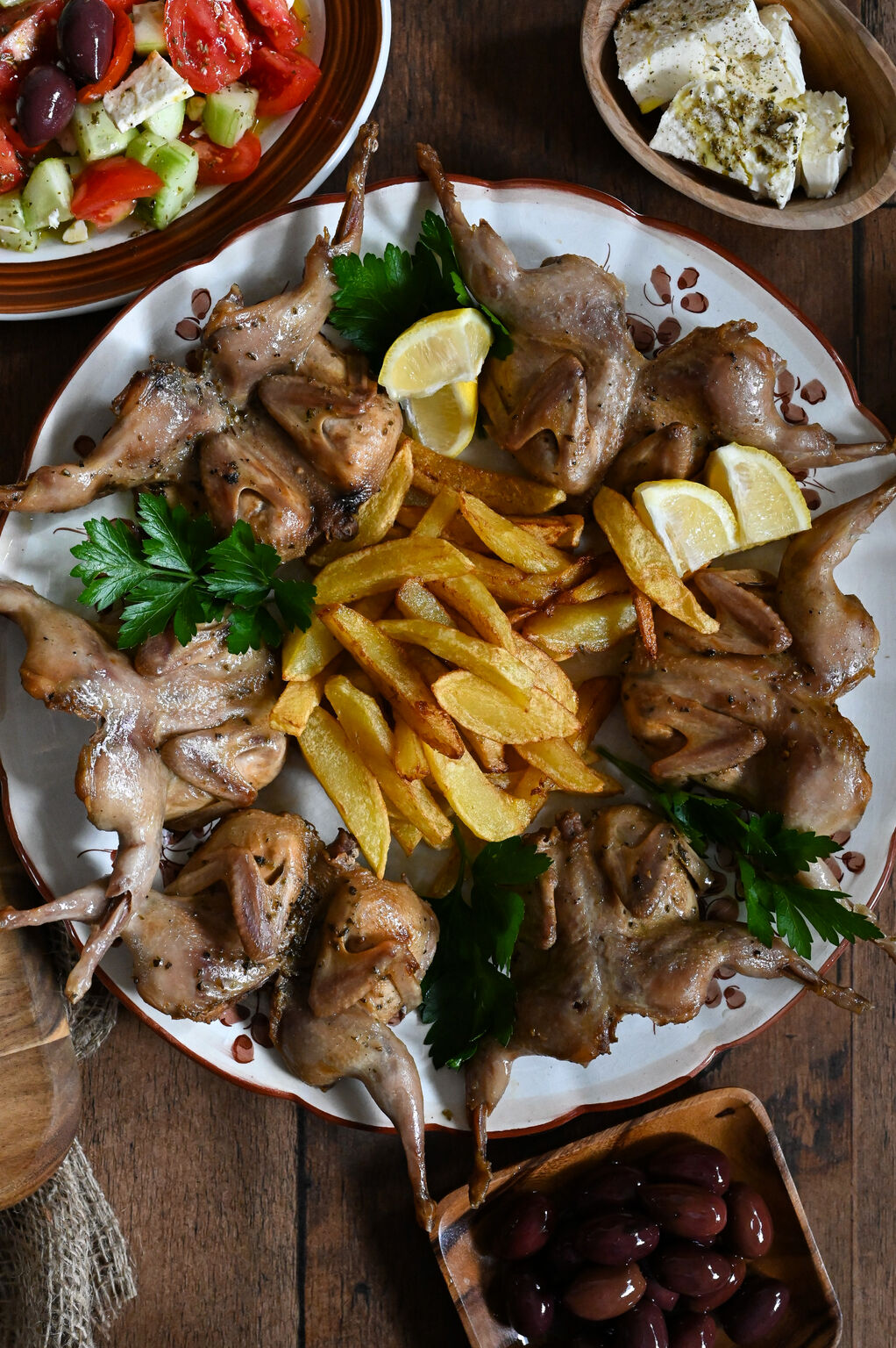 Fried Quails with French Fries - Mia Kouppa, Greek recipes