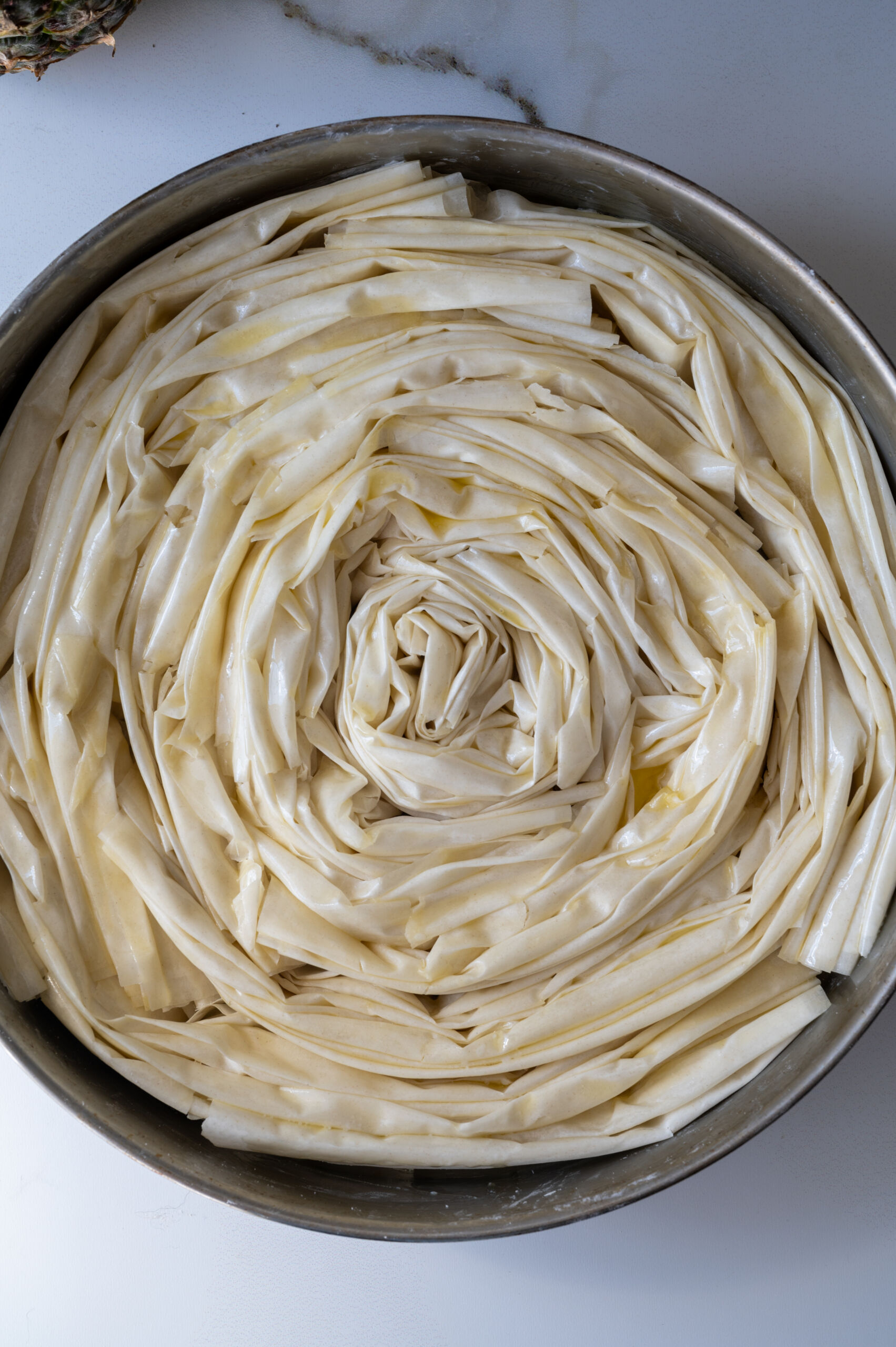 Pineapple and coconut soufra, a Greek phyllo dessert - Mia Kouppa ...