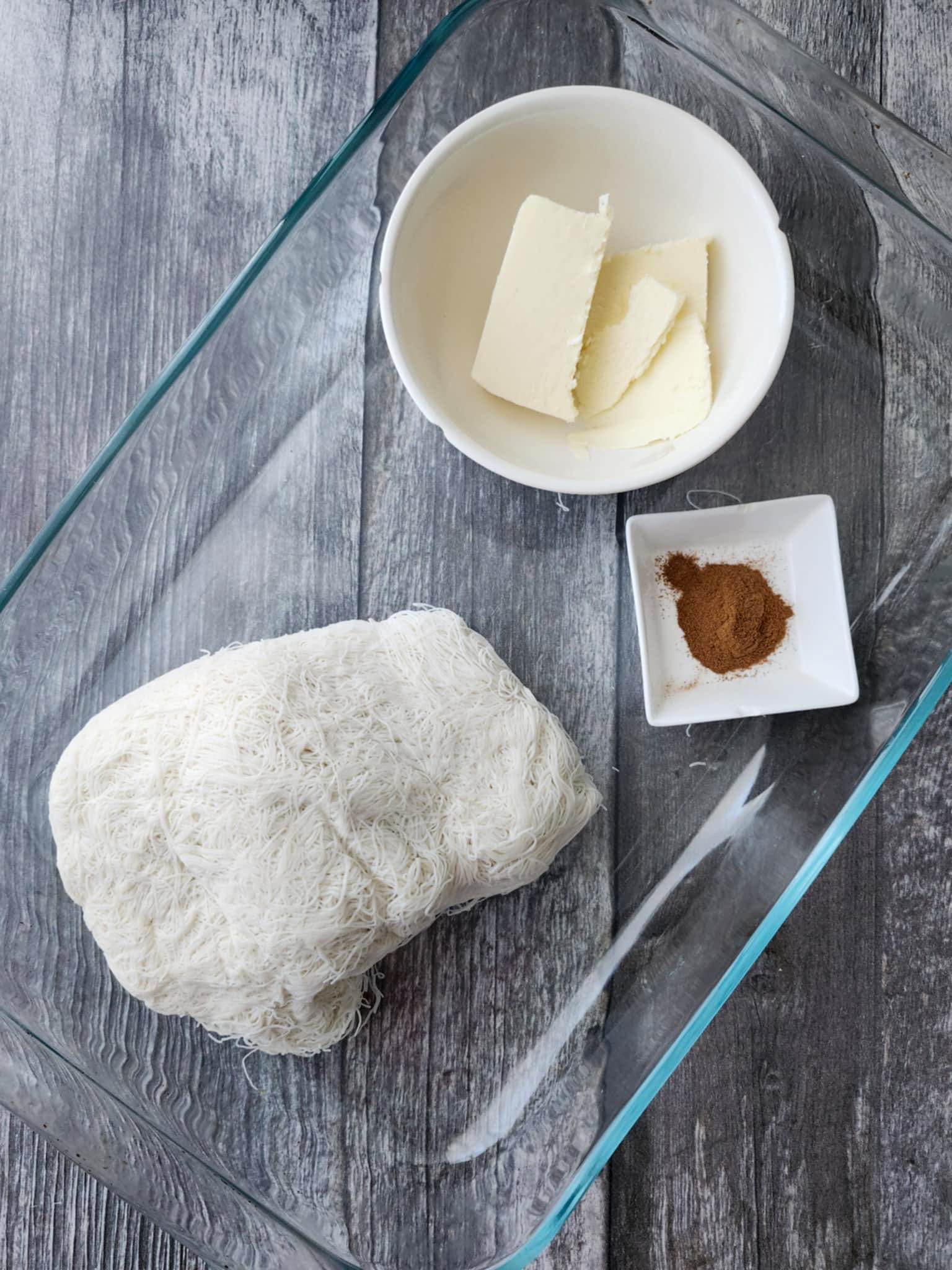 Greek ekmek kataifi with apple - Custard and whipped topping dessert ...