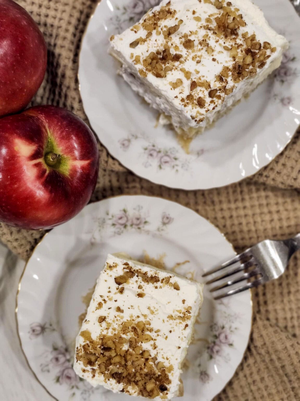 Greek ekmek kataifi with apple - Custard and whipped topping dessert ...
