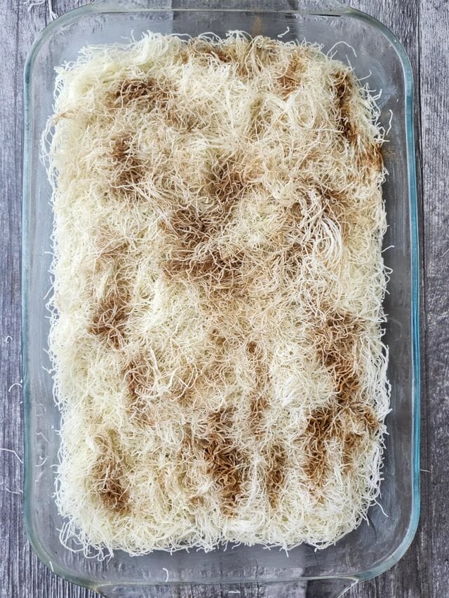 Greek ekmek kataifi with apple - Custard and whipped topping dessert ...